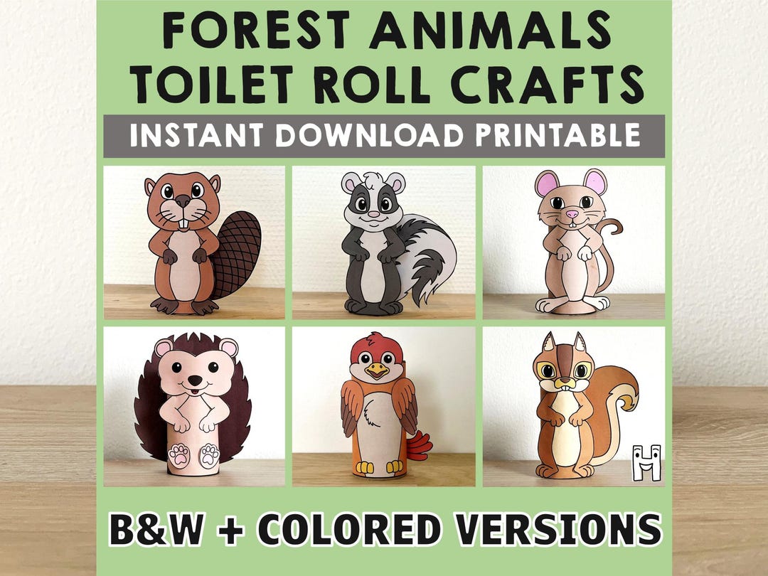 Forest Animals Toilet Paper Roll Craft Forest Party Coloring Printable ...