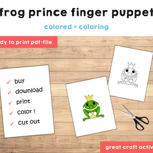 Frog Prince Paper Craft Printable Pond Animal Finger Puppet Kids Craft ...