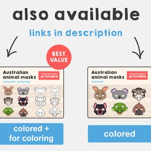 Australian Animal Masks for Coloring, Printable Template for Kids ...