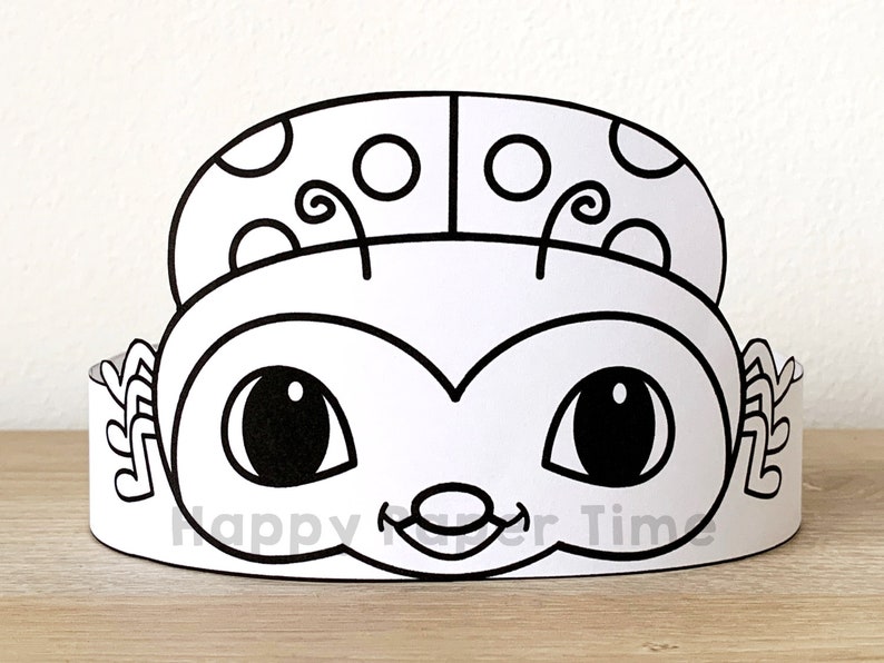 Ladybug Paper Crown Party Coloring Printable Kids Craft Insect | Etsy