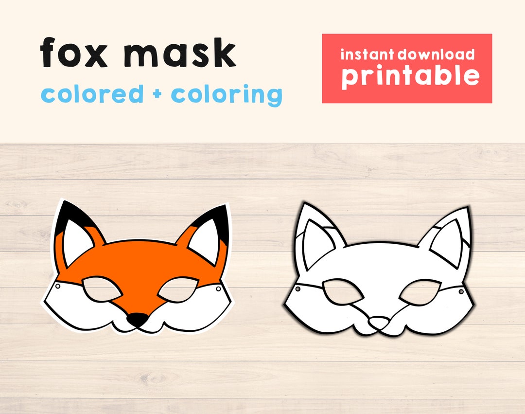 Fox Mask Woodland Mask Animal Mask Party Favor Fox Printable - Etsy