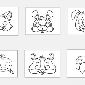 Pets Animal Masks Coloring Template Cat Dog Hamster Goldfish Bunny ...