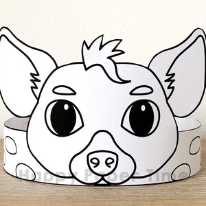 Hyena Paper Crown Party Coloring Printable Kids Craft African Birthday ...