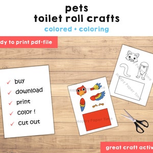 Pets Animals Toilet Paper Roll Craft Pet Party Coloring Printable ...