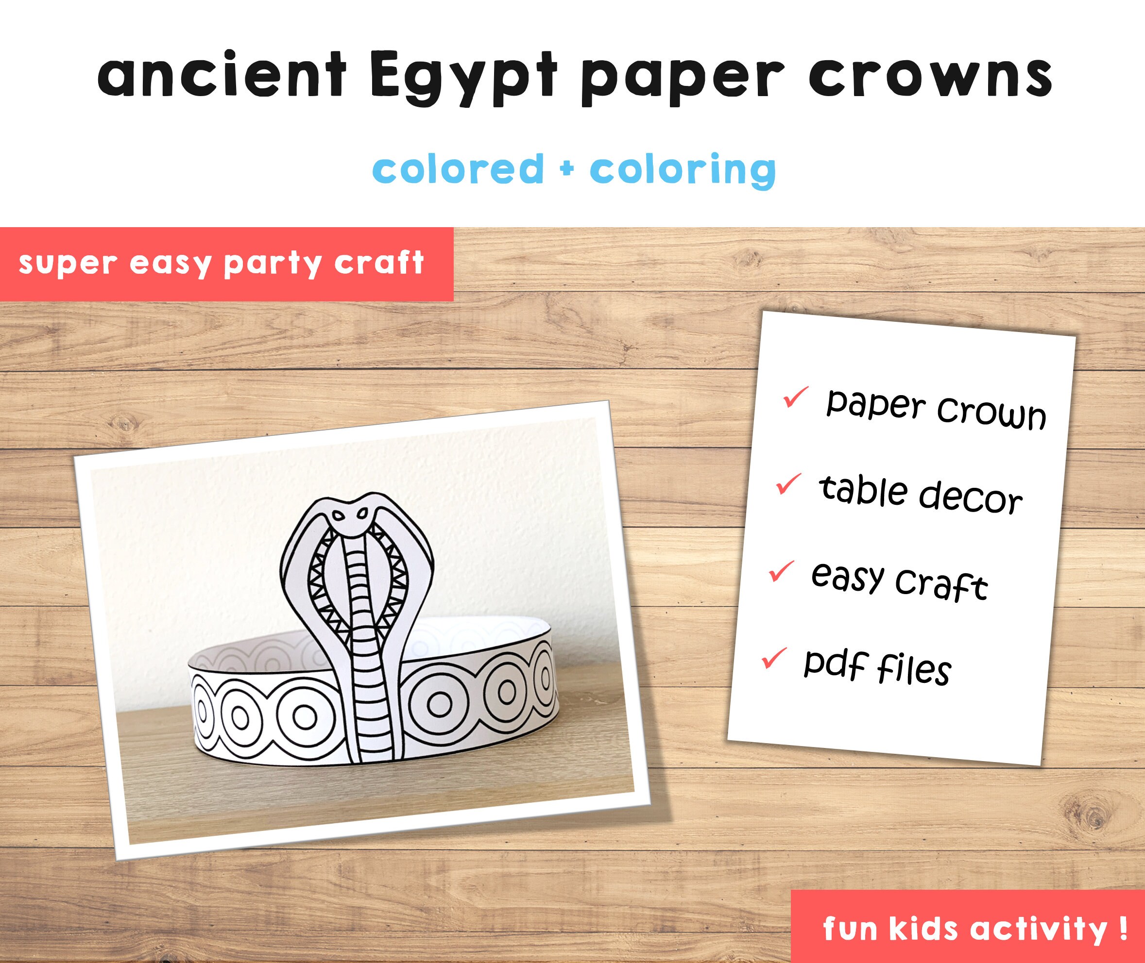 Ancient Egypt Paper Crowns Pharaoh Cobra Cleopatra Isis Scarab - Etsy