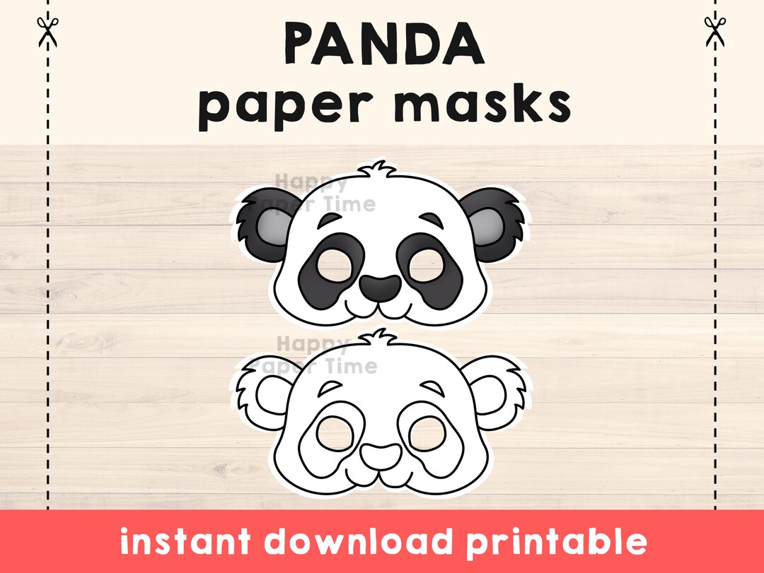 Panda Mask Costume Animal Mask Printable Party Favor Asian Jungle Party ...