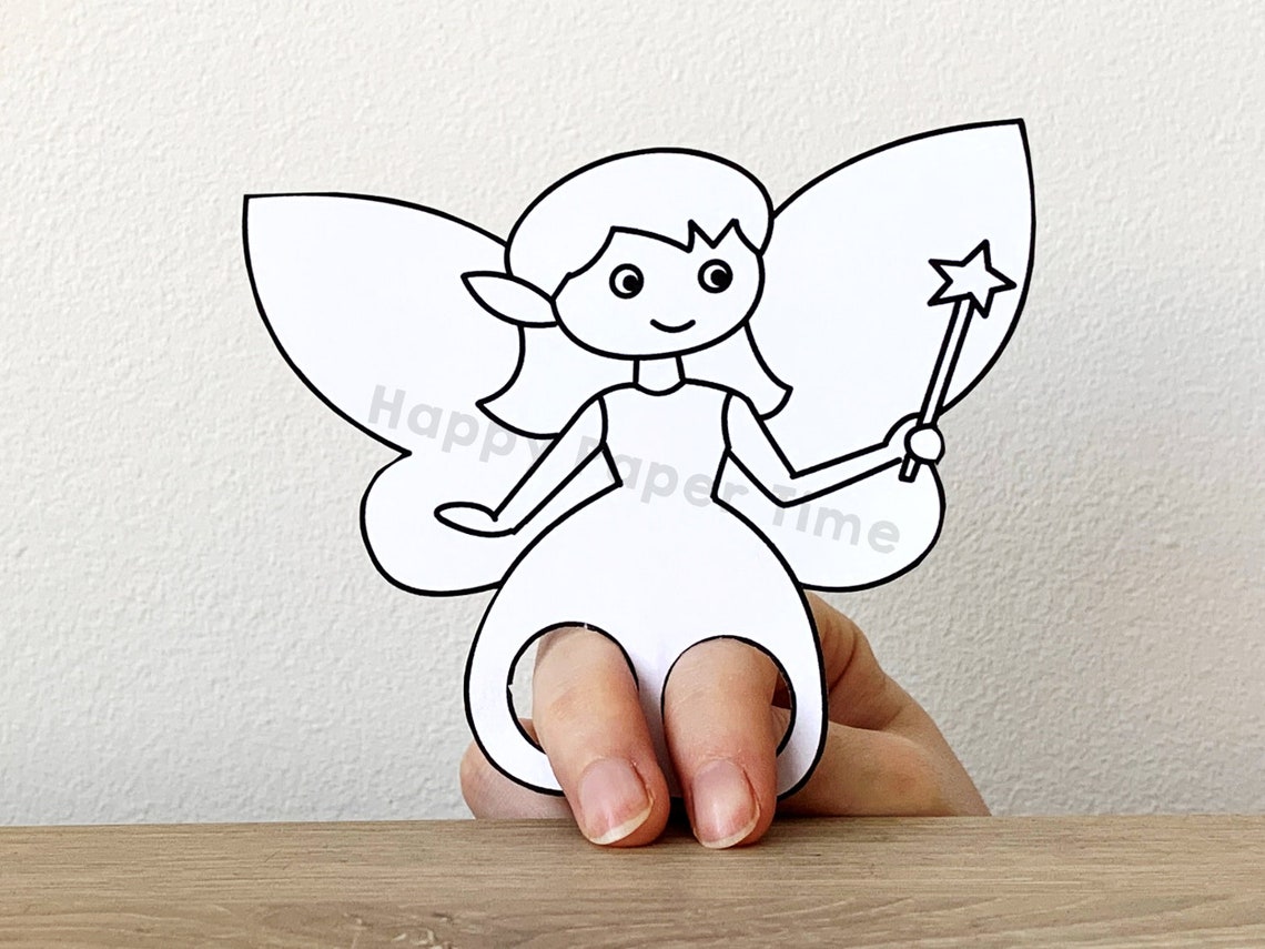 Fairy paper craft printable Finger Puppet template Kids Craft | Etsy