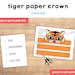 Tiger Paper Crown Party Printable Kids Craft Tiger Birthday Gift Favor ...