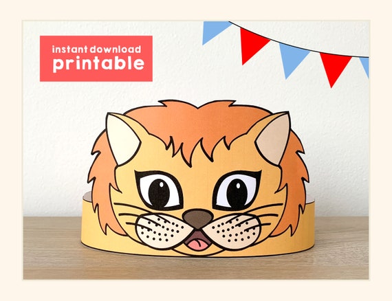 Lion Paper Crown Party Printable Kids Craft Lion Birthday Gift | Etsy
