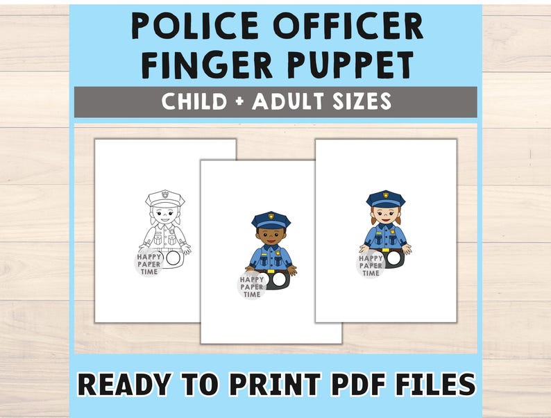 Police Officer Paper Craft Printable Community Helper Finger Puppet ...