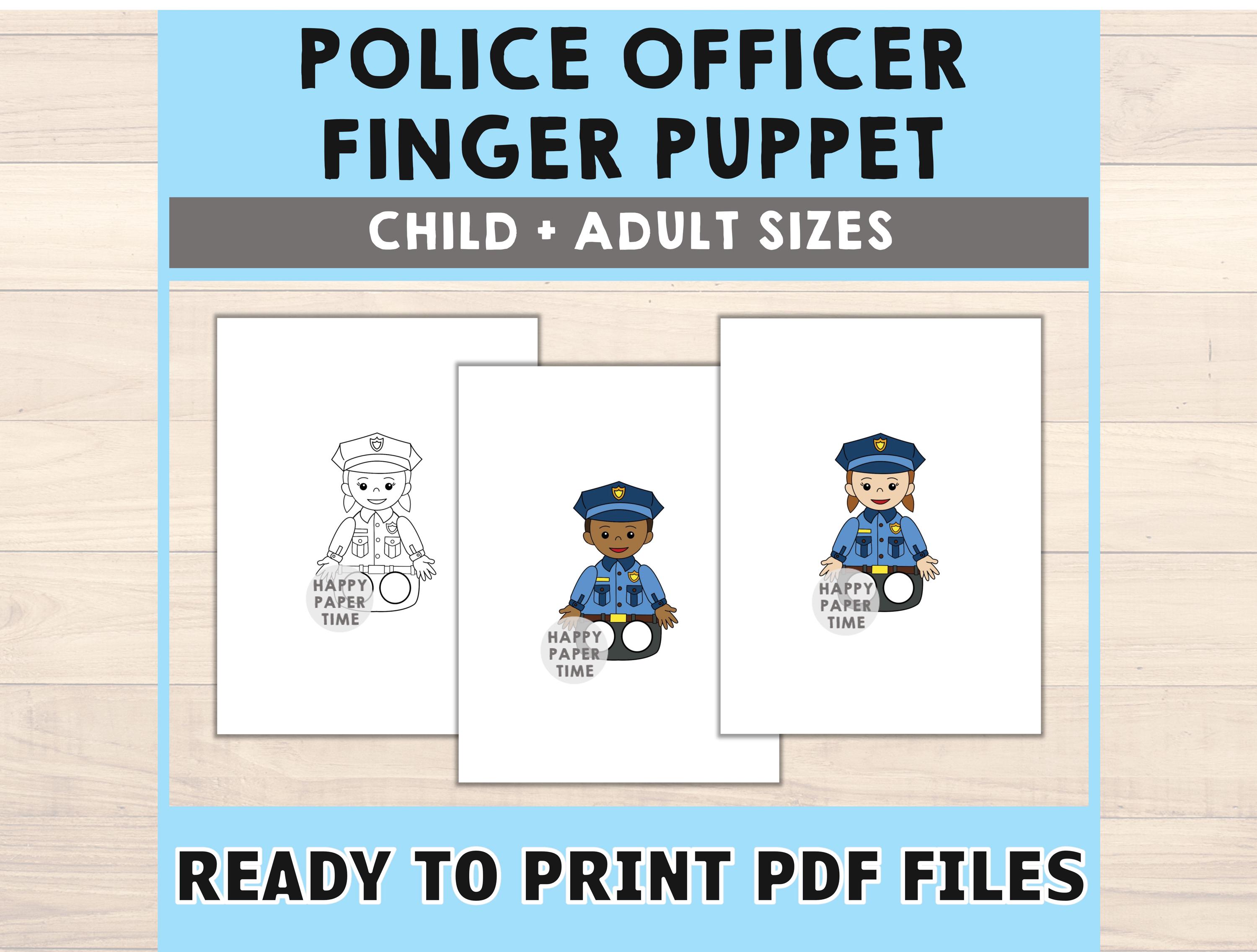 Police Officer Paper Craft Printable Community Helper Finger Puppet ...