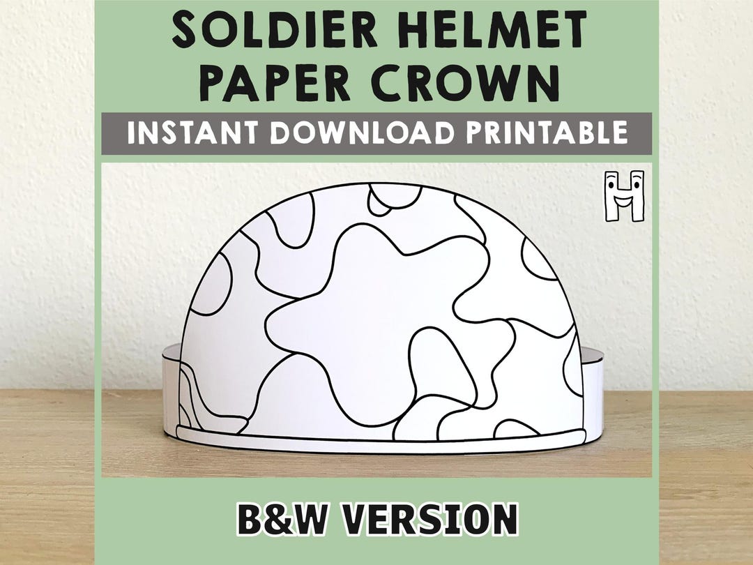 Soldier Helmet Paper Crown Headband Military Army Veteran Day Coloring ...