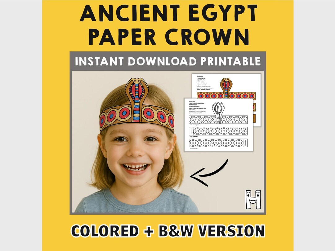 Ancient Egypt Cobra Paper Crown Princess Template Party Coloring ...