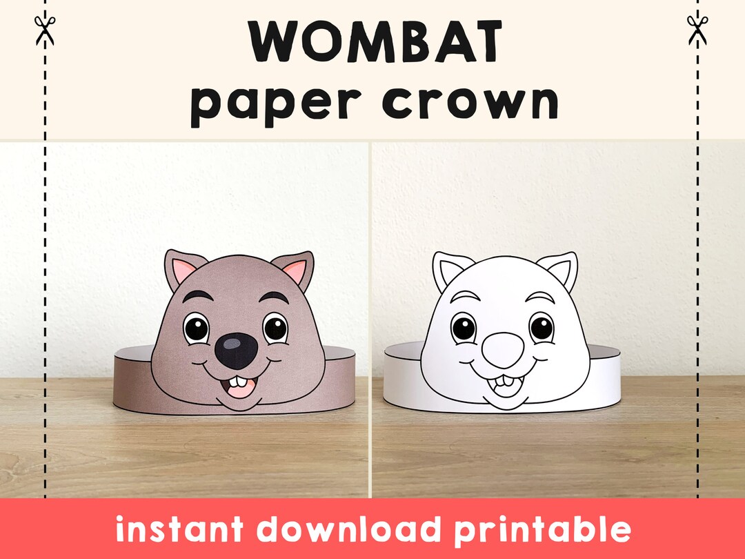 Wombat Paper Crown Australian Animal Template Coloring Activity ...
