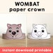 Wombat Paper Crown Australian Animal Template Coloring Activity ...