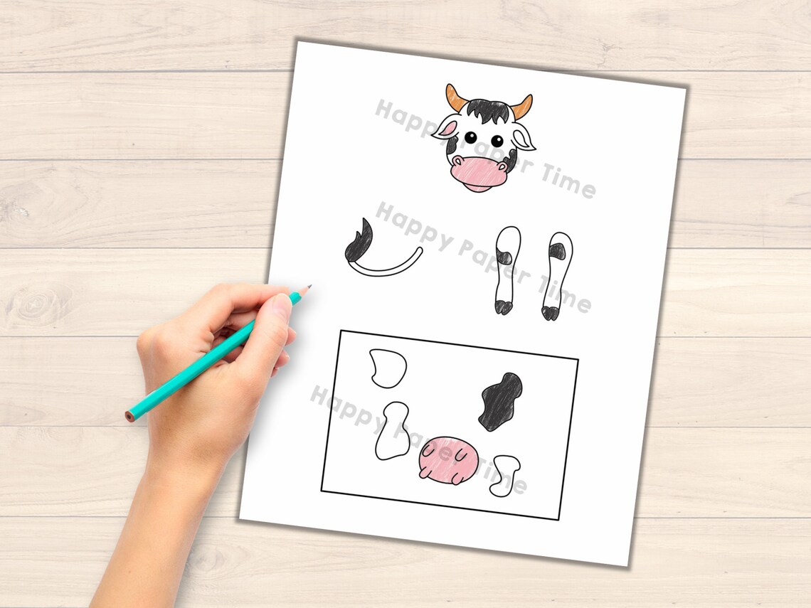 Cow Toilet Paper Roll Craft Farm Animal Party Coloring | Etsy