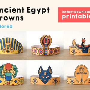 Ancient Egypt Paper Crowns Pharaoh Cobra Cleopatra Isis Scarab - Etsy
