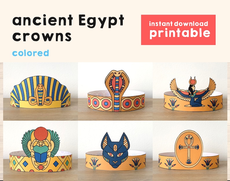 Ancient Egypt Paper Crowns Pharaoh Cobra Cleopatra Isis Scarab - Etsy