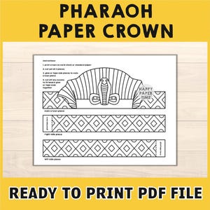 Pharaoh Paper Crown Ancient Egypt Headband Hat Party Coloring Printable ...