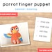 Parrot Paper Craft Printable Pet Animal Finger Puppet Bird Kids Craft ...