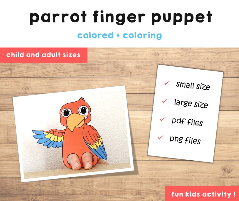 Parrot Paper Craft Printable Pet Animal Finger Puppet Bird - Etsy