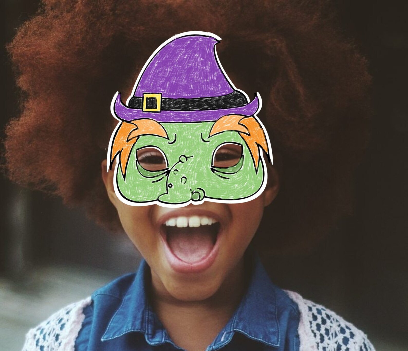 Witch Costume Mask Halloween Witch Mask Diy Witch Mask Kids - Etsy