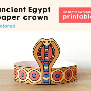 Ancient Egypt Cobra Paper Crown Princess Template Party Cleopatra ...