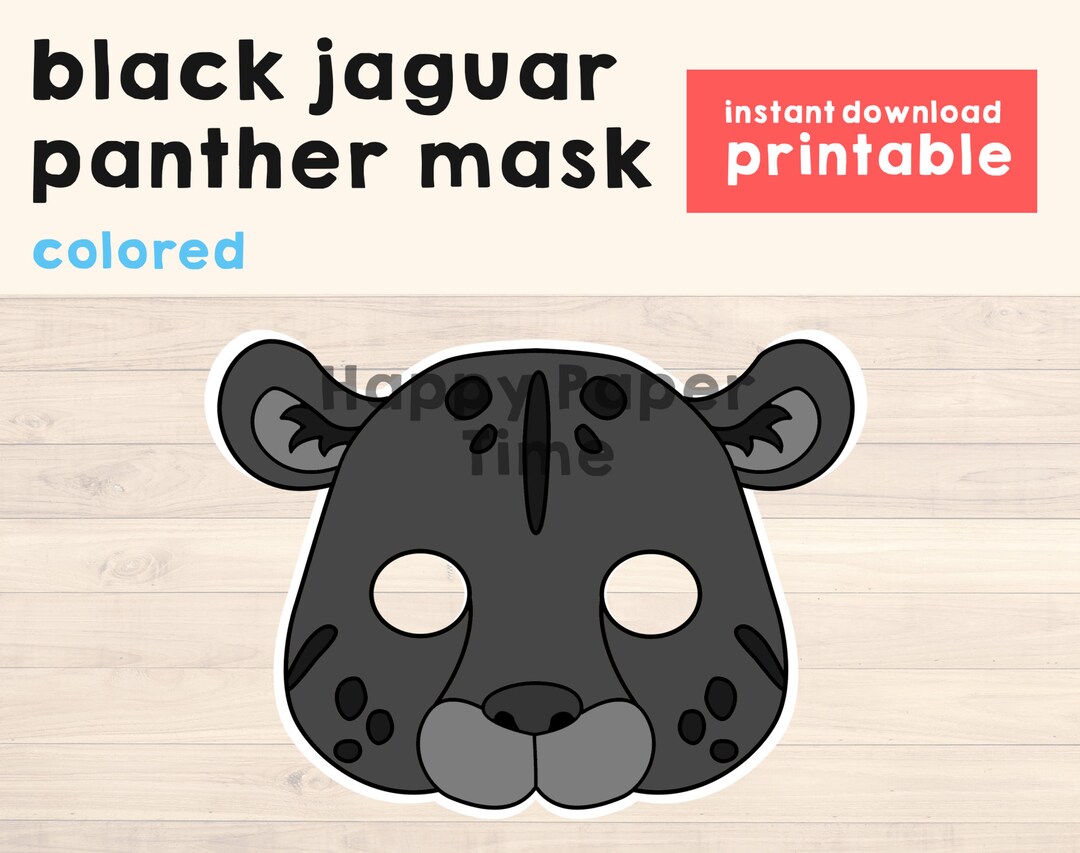 Black Jaguar Panther Mask Printable Party Favor Costume Mask Party ...