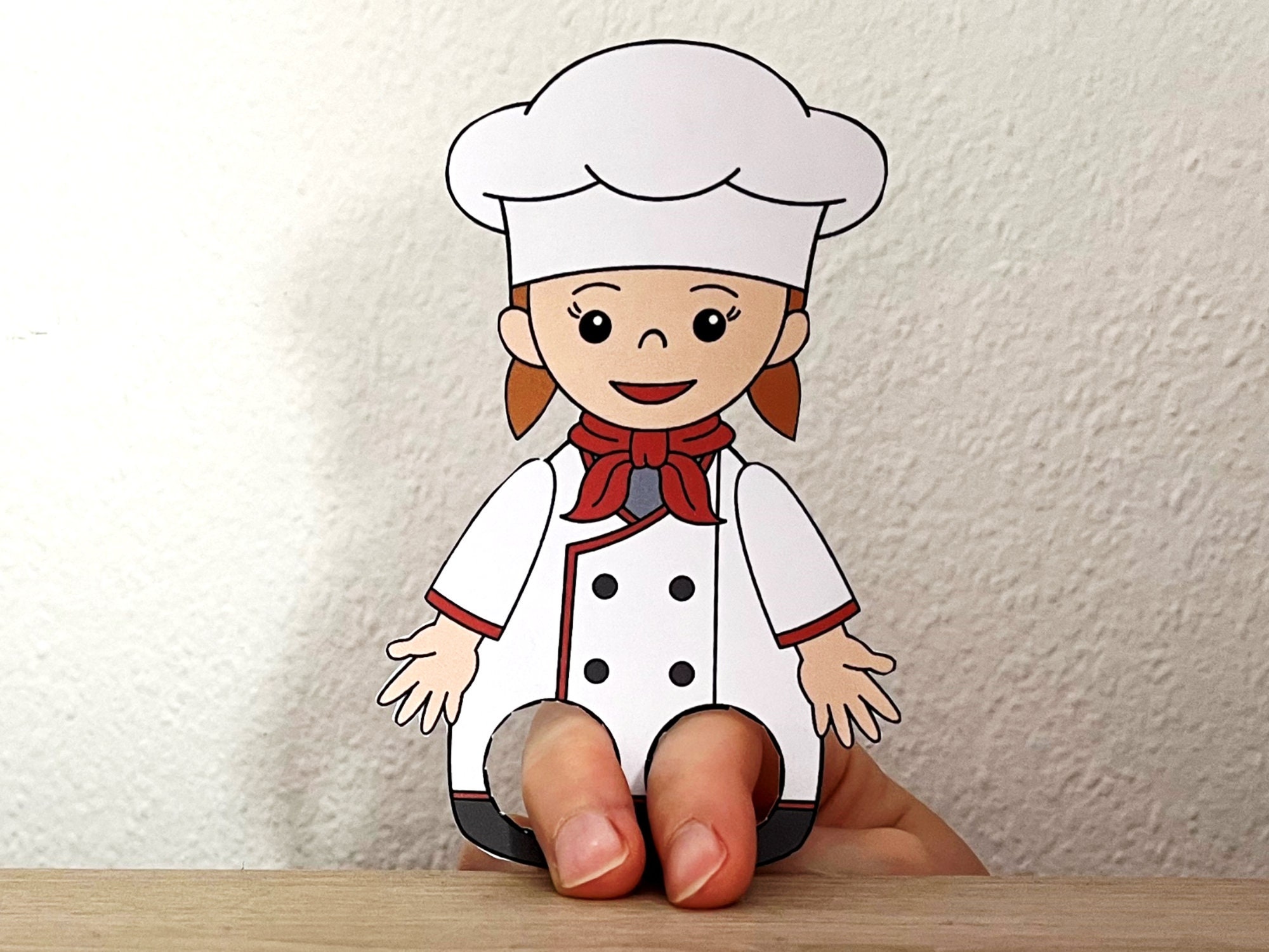 Chef Cook Paper Craft Printable Community Helper Finger Puppet Kids ...