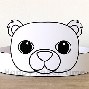 Polar Bear Paper Crown Party Coloring Paper Hat Printable Kids Craft ...