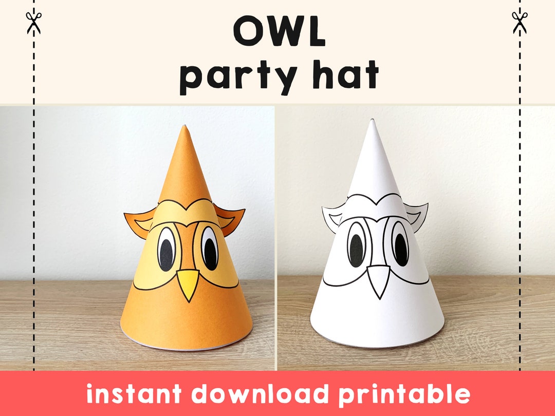 Owl Paper Hat Printable Woodland Table Decoration Owl Party Hat ...
