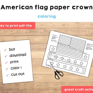 American Flag Paper Crown 4th of July Patriotic Headband Activity ...