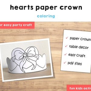 Hearts Valentine Paper Crown Party Activity Printable Kids Easy Craft ...