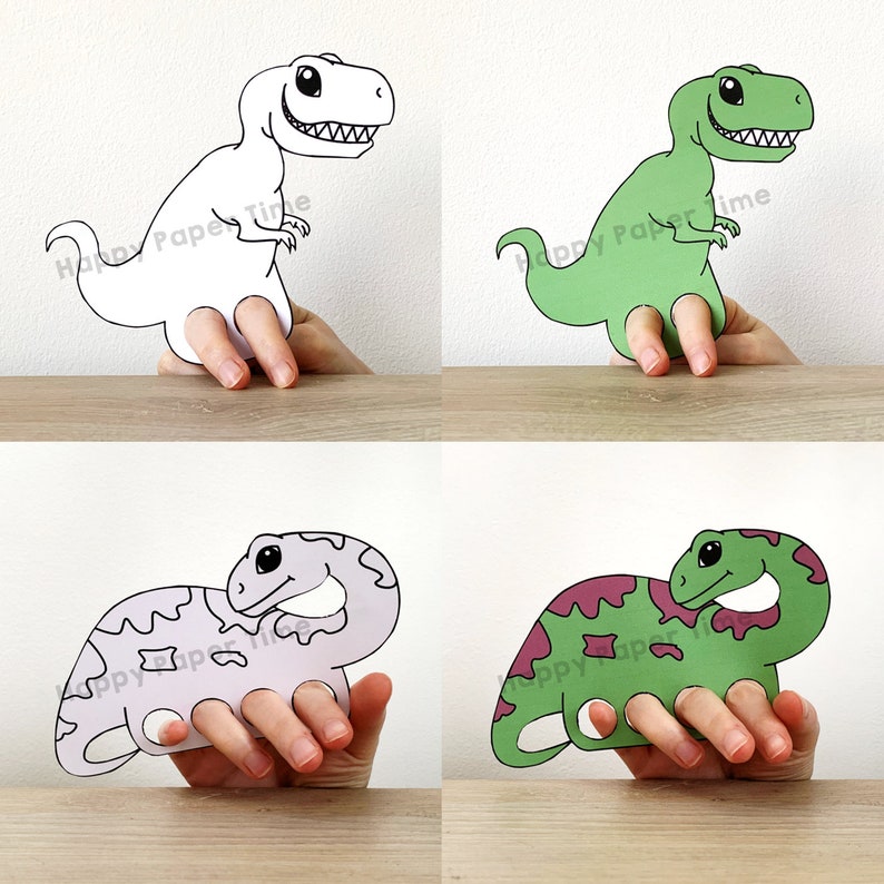 Dinosaur Puppet Paper Craft Printable Finger Puppet Kids Craft - Etsy