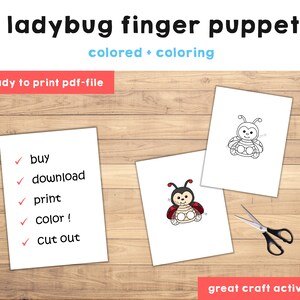 Ladybug Paper Craft Printable Finger Puppet Template Kids Craft ...