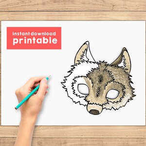 Wolf Mask Woodland Mask Animal Mask Party Favor Wolf Printable Woodland ...