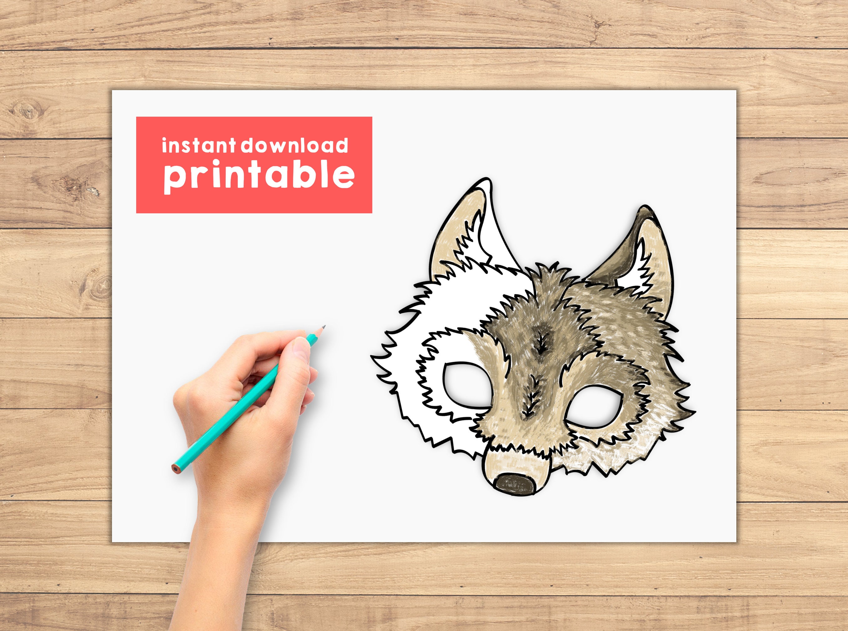 Wolf Mask Woodland Mask Animal Mask Party Favor Wolf Printable | Etsy