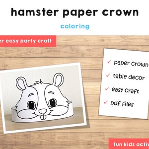 Hamster Paper Crown Headband Pet Animal Printable Kids Craft Rodent ...
