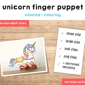 Unicorn Paper Craft Printable Finger Puppet Kids Craft Unicorn Birthday ...