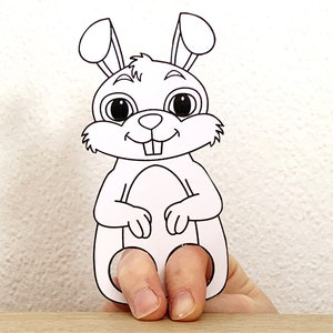 Bunny Paper Craft Printable Pet Animal Finger Puppet Rabbit Kids Craft ...