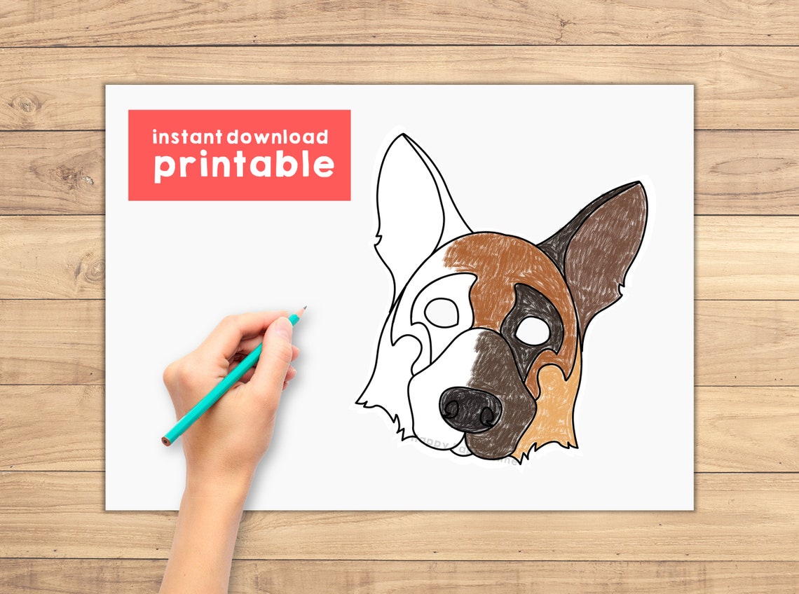 German Shepherd Dog Mask Animal Mask Party Favor Printable Dog | Etsy