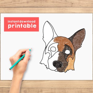 German Shepherd Dog Mask Animal Mask Party Favor Printable Dog Costume ...