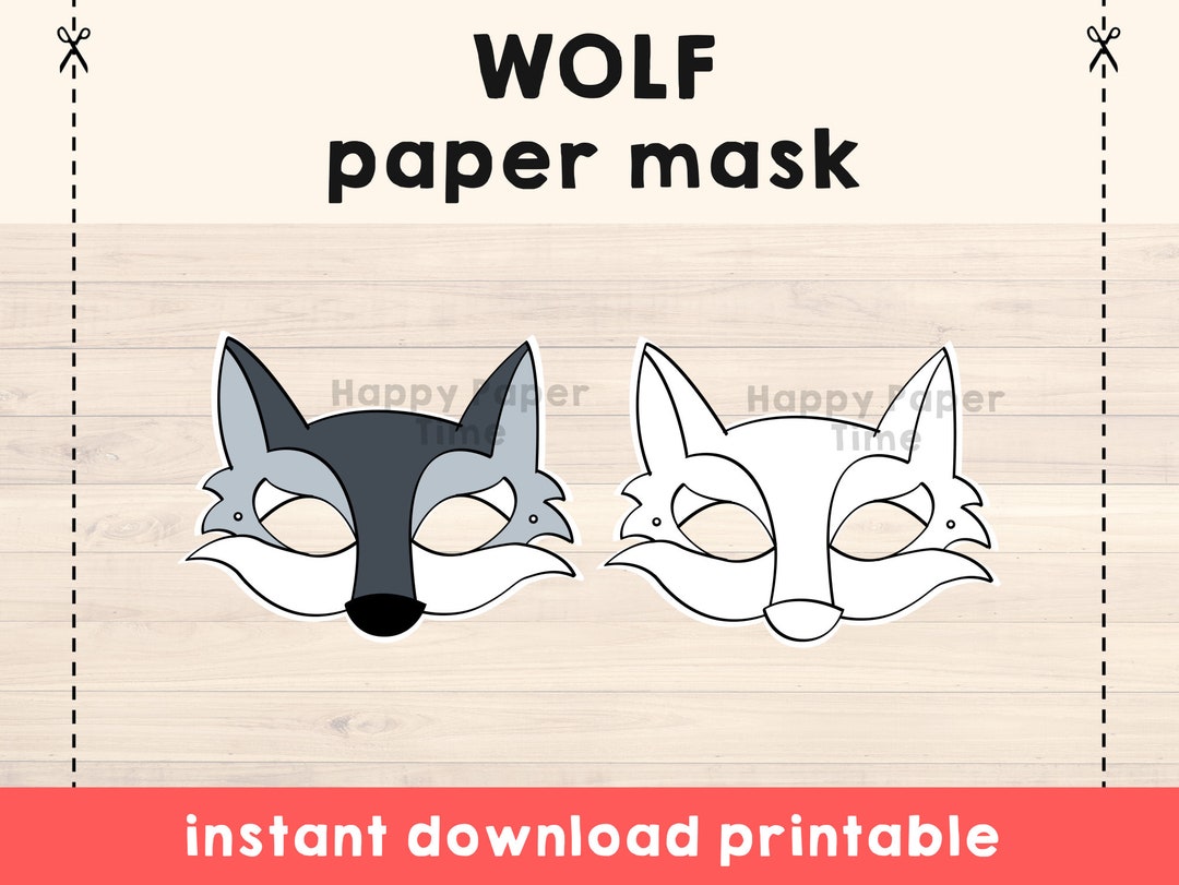 Wolf Mask Woodland Mask Animal Mask Party Favor Wolf Printable Woodland ...