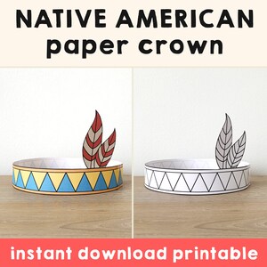 Native American Paper Headband Crown Party Coloring Printable Kids ...