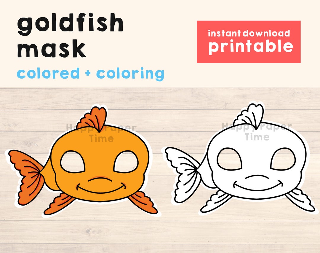 Goldfish Mask Paper Fish Pet Animal Mask Party Favor Pet Printable ...