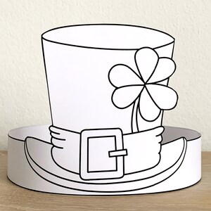 Leprechaun Hat Paper Crown Headband St Patrick's Day Party Coloring ...