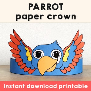 Parrot Paper Crown Headband Pet Animal Printable Kids Craft Bird Party ...