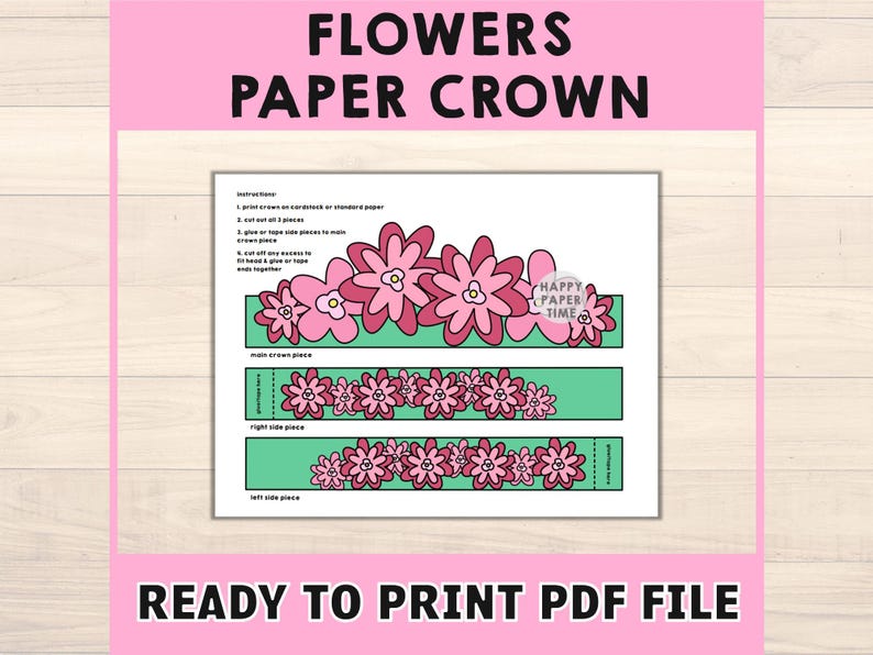Flower Paper Crown Party Coloring Printable Kids Craft Spring Fairy ...