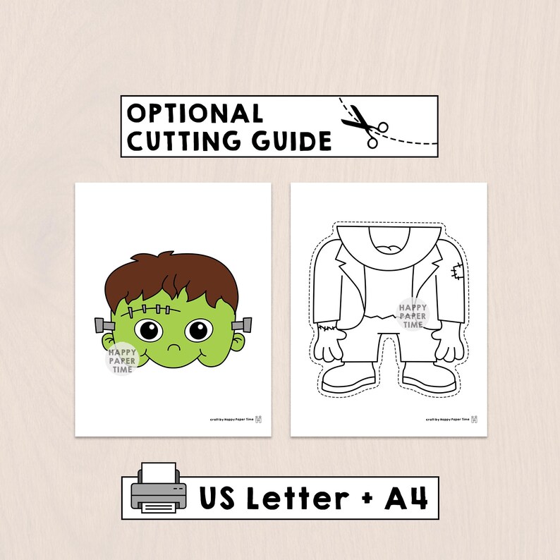 Frankenstein Paper Bag Puppet Printable Halloween Craft Activity Cut ...