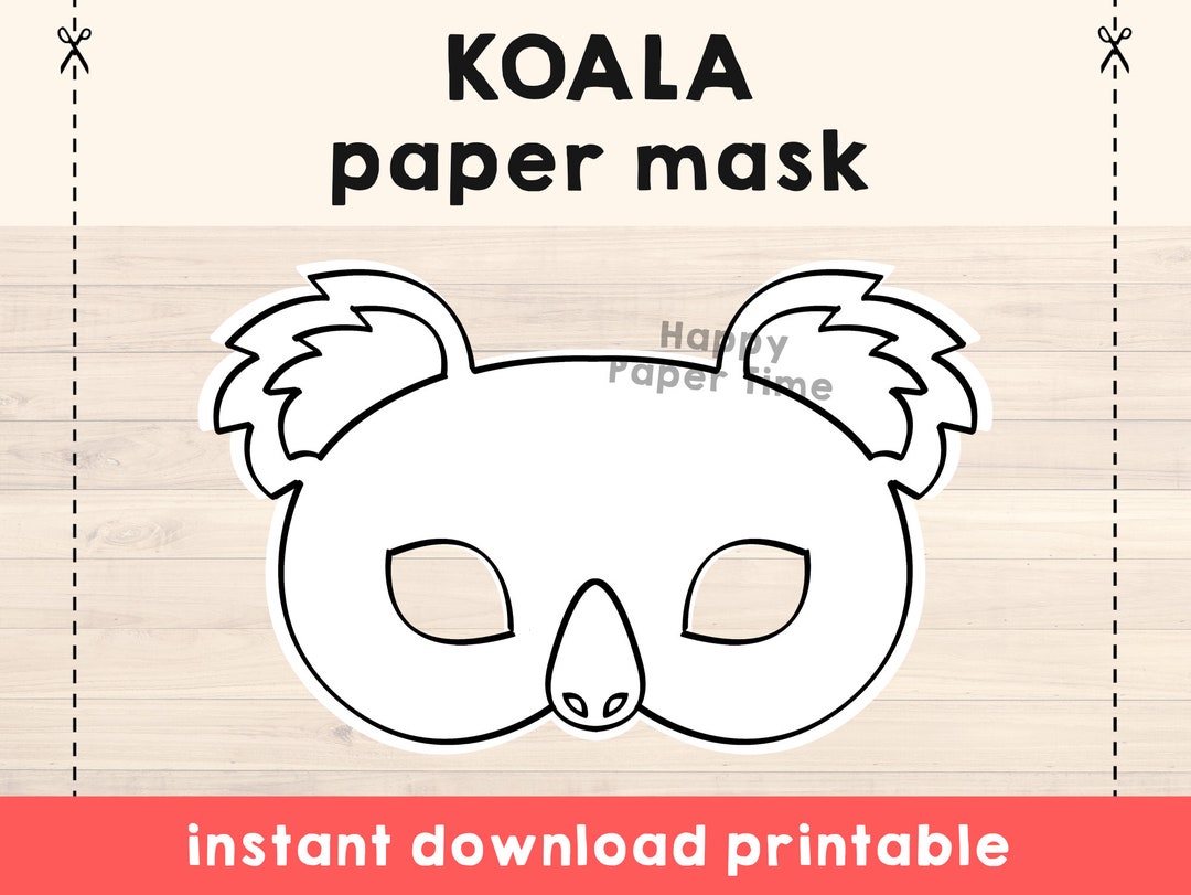Koala Mask Printable, Koala Costume, Koala Birthday Theme Australian ...